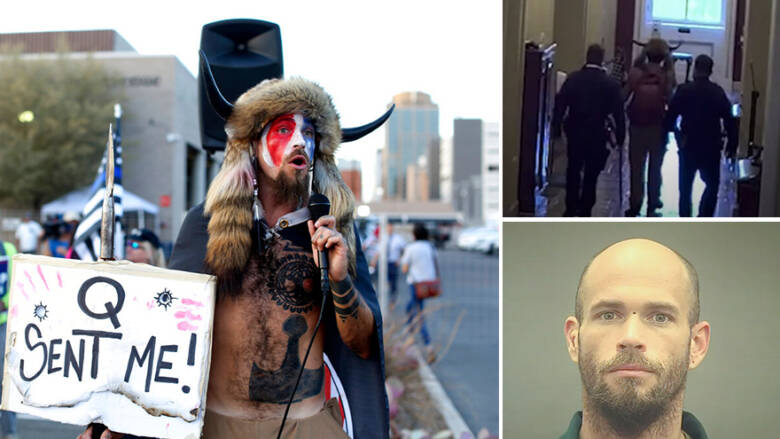 WATCH: New Jan. 6 Footage Shows ‘QAnon Shaman’ Escorted Around by ...